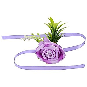 Beavorty Corsage Bracelet Artificial Flower Wrist Corsage Wristlet for Bride Bridesmaid