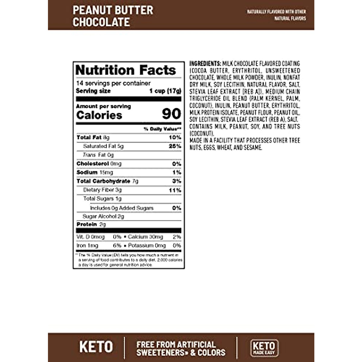 SlimFast Low Carb Chocolate Snacks, Keto Friendly for Weight Loss with 0g Added Sugar & 3g Fiber, Peanut Butter Chocolate, 14 Count Box (Packaging May Vary)