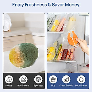 SEATAO Vacuum Sealer Machine, 80Kpa Food Vacuum Sealer Machine Preservation Dry/Moist Modes, Handle Locked Design, Built-in Cutter and Bag Storage, Starter Kit