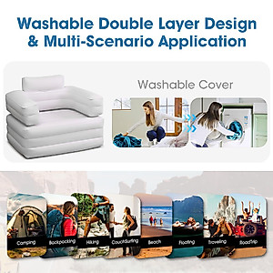 Aerogogo Inflatable Couch Self Inflatable Sofa, Air Couch with Built-in Air Pump Rechargeable, 4kPa High-Pressure & Durable Blow up Couch Camping Couch for Picnic Beach Home (Loveseat)