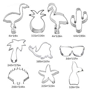 Cieovo 10 Piece Tropical Under the Sea Cookie Cutters, Hawaiian Ocean Creatures Biscuit Cutter for Biscuit, Fondant, Fruit, Bread, Summer Beach Themed Party Supplies