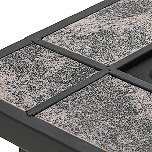 MoNiBloom 30" Square Fire Pit Table Outdoor Metal Protable Firepit with Charcoal Rack Mesh Cover Wood Burning Fireplace for Patio Backyard Picnic Garden, Black