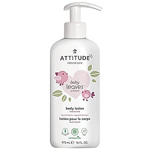 ATTITUDE Fragrance-free Body Lotion for Baby, EWG Verified, Plant- and Mineral-Based Ingredients, Hypoallergenic Vegan and Cruelty-free, Unscented, 16 Fl Oz