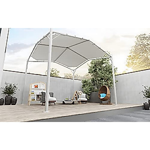 MeetLeisure 11.5FT x 11.5FT Pergola for Outdoor, Patio Pergola with Metal Frame and Top Canopy, Backyard Sun Shelter with Sun Shade on Top, Pergola with Sturdy Structure for Lawn, White