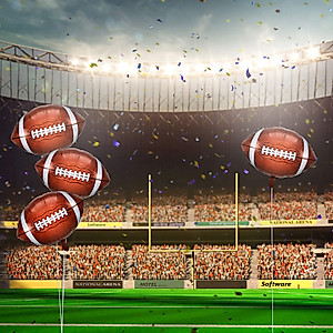 Football Balloons Football Party Balloons Football Shaped Aluminum Foil Balloons for Sport Themed Football Themed Birthday Party Decor, 22 Inch (4)