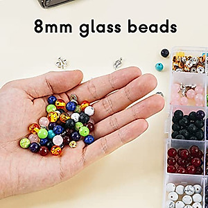 520pcs Natural Gemstone Beads, Mixed 8mm Healing Natural Stone Bead Rock Loose Gemstone Beaded for DIY Bracelet Necklace Essential Oil Jewelry Making Bulk