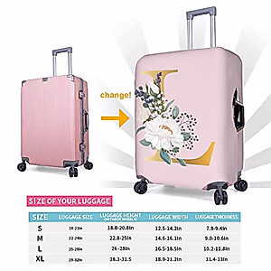 Flower Lette L Pink Luggage Cover Elastic Washable Stretch Suitcase Protector Anti-Scratch Travel Suitcase Cover for Kid and Adult S (18-21 inch suitcase)