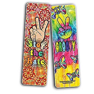 Creanoso Hippie Retro 60's Bookmarks (2-Sets X 6 Cards) – Daily Inspirational Card Set – Interesting Book Page Clippers – Great Gifts for Kids and Teens