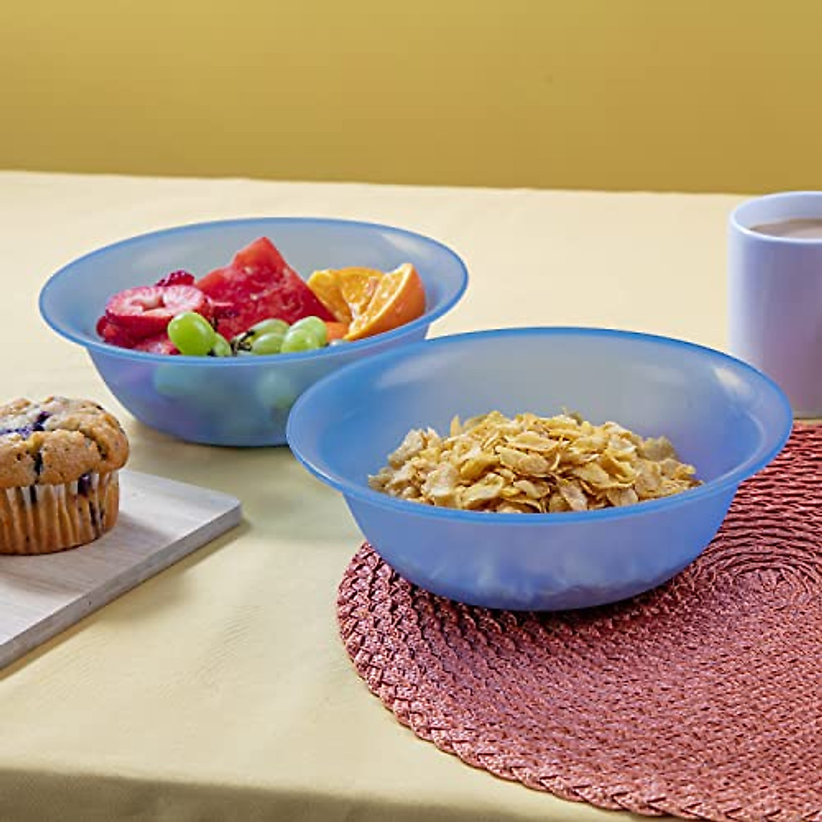 Sterilite Set of Two 49 Ounce/1.4 Liter Bowls, Turquoise Blue Tint, 12-Pack