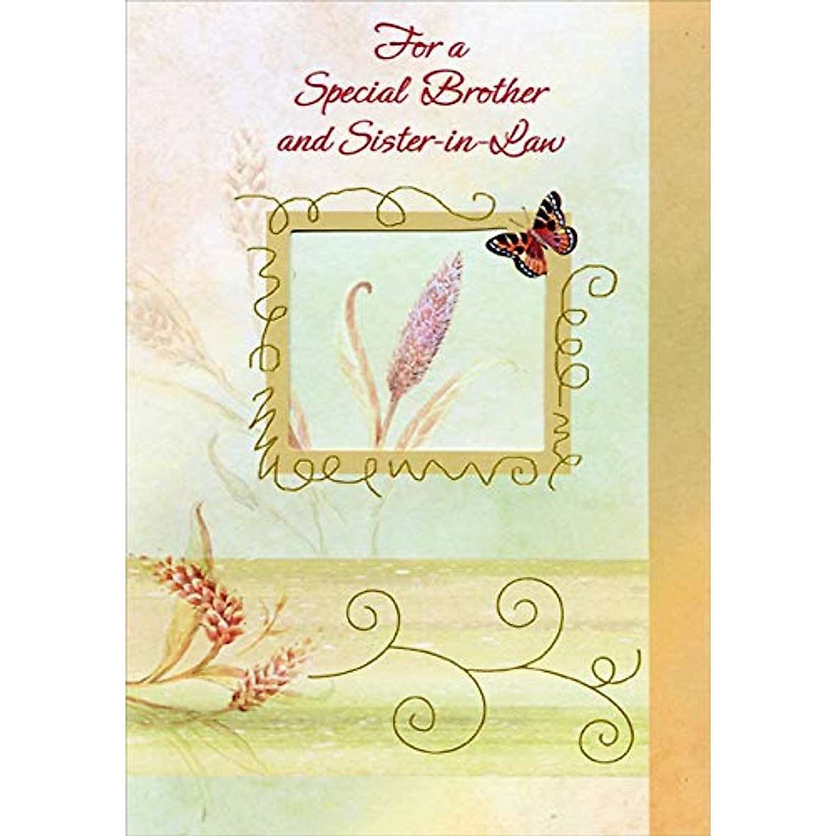 Designer Greetings Butterfly at Corner of Die Cut Window Showing Flower Wedding Anniversary Congratulations Card for Brother and Sister-in-Law