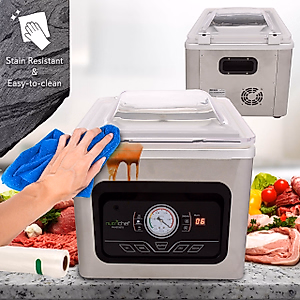 NutriChef Vacuum Sealer Machine - 350W Commercial 8L Chamber Type Automatic Food Sealer System - Air Seal Machine Meat Packing Sealing Storage Preservation Sous Vide, Vac Roll Bags