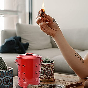 DOITOOL Rest Cloud Money Burning Pot with Hook Burn Incinerator Cage Pit Enamel Garden Cage Enamel Burner Bucket for Garden Leaf Trash Wood Backyard Bonfire Red Tabletop Fireplace