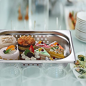 2 Pack Deep Perforated Steam Pan Stainless Steel Half Size Perforated Steam Table Food Pan Restaurant Supplies for Kitchen (12.8'' x 2.56'' x 10.43'')