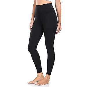 YUNOGA Women's Soft High Waisted Yoga Pants Tummy Control Ankle Length Leggings (L, Black)