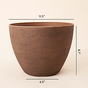 LA JOLIE MUSE Flower Pots Outdoor - Large Garden Planters with Drainage Holes Set of 2 (11.3 Inch, Terracotta Color)