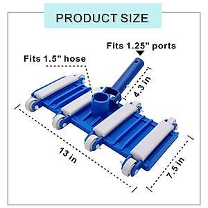 Uoark Pool Vacuum Head with Wheels, 14" Heavy Duty Head, Flexible Swimming Pool Vacuum Head with Swivel(Pole not Included)