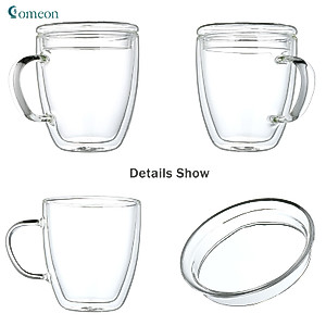 Insulated Coffee Mug With Handle And Lid 16 oz Double Wall Espresso Cups Double Layer Glass Mug Cold Heat Resistant Cup Tea Mug Milk Cup Coffee Cup Wine Glasses