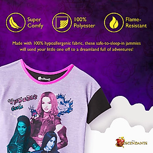 Disney Girls Descendants | Encanto Frozen Princess Little Mermaid Lilo & Stitch Raya 2-piece Loose-fit Pajama Set, Wickedly Cool 2, 14 US