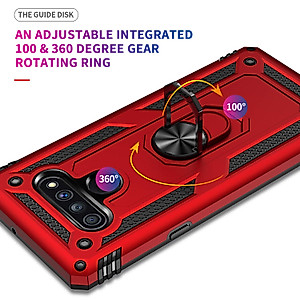 YZOK Compatible with LG Stylo 6 Case,with HD Screen Protector,Military Grade Protective Phone Case with 360 Degree Rotating Metal Ring, Holder Kickstand Cover Case for LG Stylo 6 (Red)