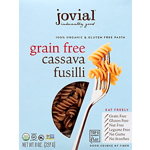 Jovial Grain-Free Cassava Fusilli - Fusilli Organic, Gluten Free Pasta, Fusilli Pasta, Cassava Pasta, Paleo Pasta, Grain-Free, Non-GMO, High-Fiber - 8 Oz, 1 Pack