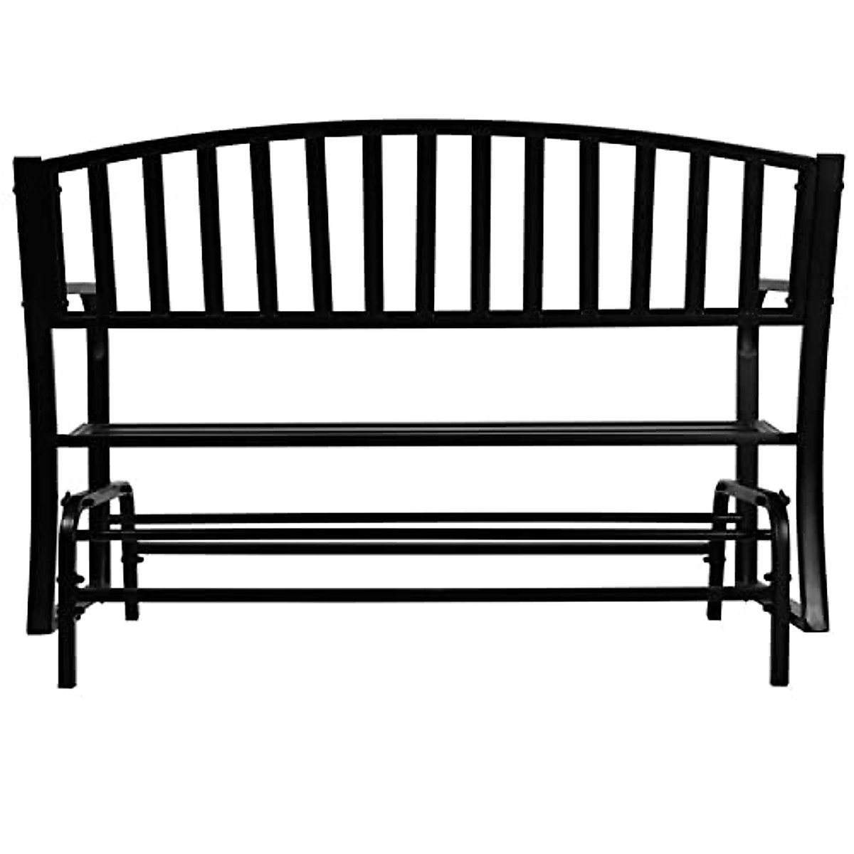 Sunnydaze Outdoor Glider Garden Bench - 50 Inch Black Park Bench - Durable Metal Porch Glider Seat - 2-Person Patio Furniture - Deck Swing - Perfect for Porch, Garden, Sunroom, Backyard or Deck