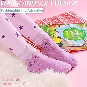 ANTSANG Kids Merino Wool Hiking Socks Toddlers Boys Girls Winter Warm Thick Thermal Crew Boot Heavy Cozy Snow Cabin Gift Snowboarding Socks 6 Pairs for Child(Cat,4-7Y)