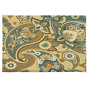 Savannan Bathroom Rug, Paisley Culture Asian Retro Style Cashew Flowers Texture Bath Mat Non-Slip Water Absorbent Microfiber Soft Plush Shaggy Bath Rugs for Shower, Bedroom, Bathtubs 24" x 35"