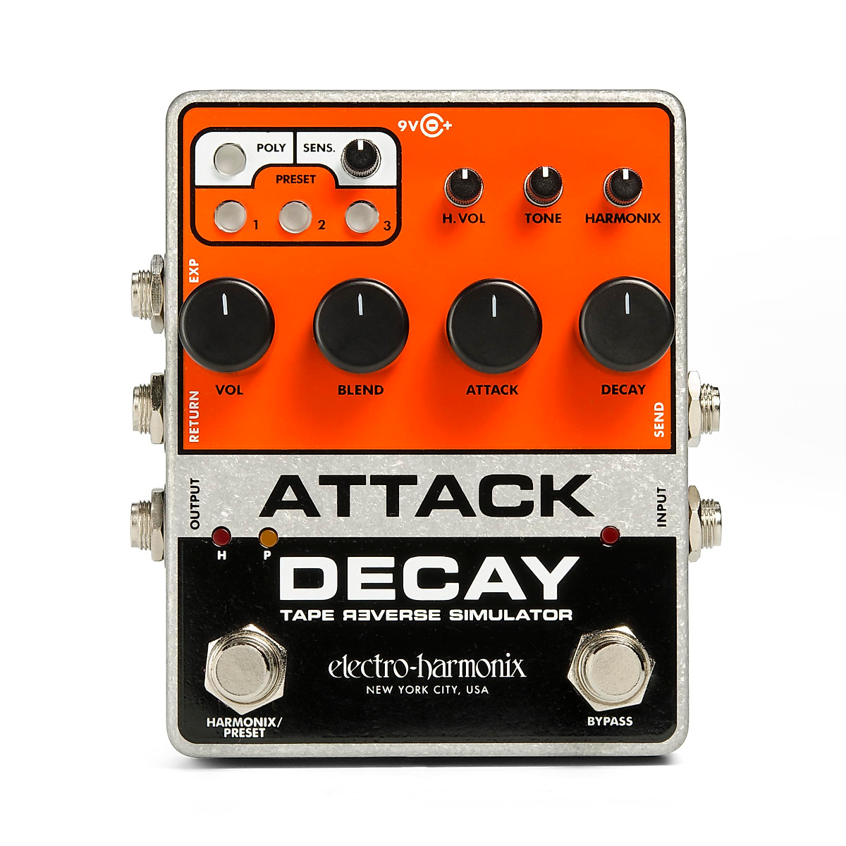 Electro-Harmonix Attack Decay Pedal, Model Number ATTACK DECAY, Multi Color, Electric Guitar Electronics Distortion Simulator