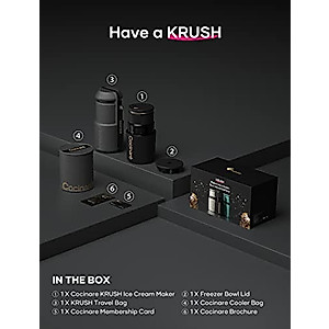 Cocinare KRUSH Ice Cream Maker, Wireless & Portable, Sorbet Gelato Maker, Frozen Yogurt Machine for Homemade & Outdoor, Grey