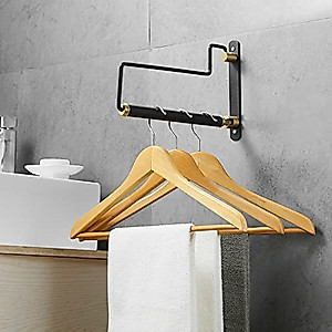 NEWRAIN Clothes Drying Rack, Laundry Racks for Drying Clothes, Wall Mounted Swing Arm Clothes Hanger for Laundry Room, Garage, Indoor & Outdoor Use,Black