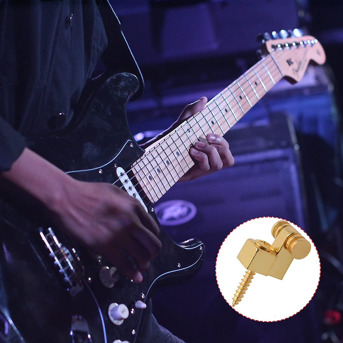 MAXCHEER Roller Guitar String Trees Guides Retainer for Fender Strat Stratocaster Tele Telecaster Electric Guitar，Pack of 4 (Gold)