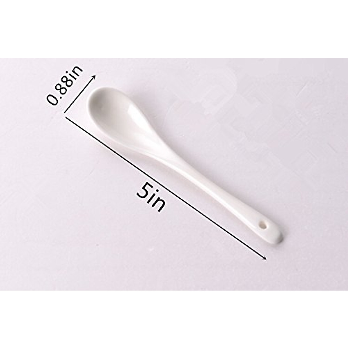 AWHOME White Porcelain Spoons Coffee, Tea, Yogurt and Ice-cream, Cutlery Fitting Ceramic Spoons 5 Inch Set of 10