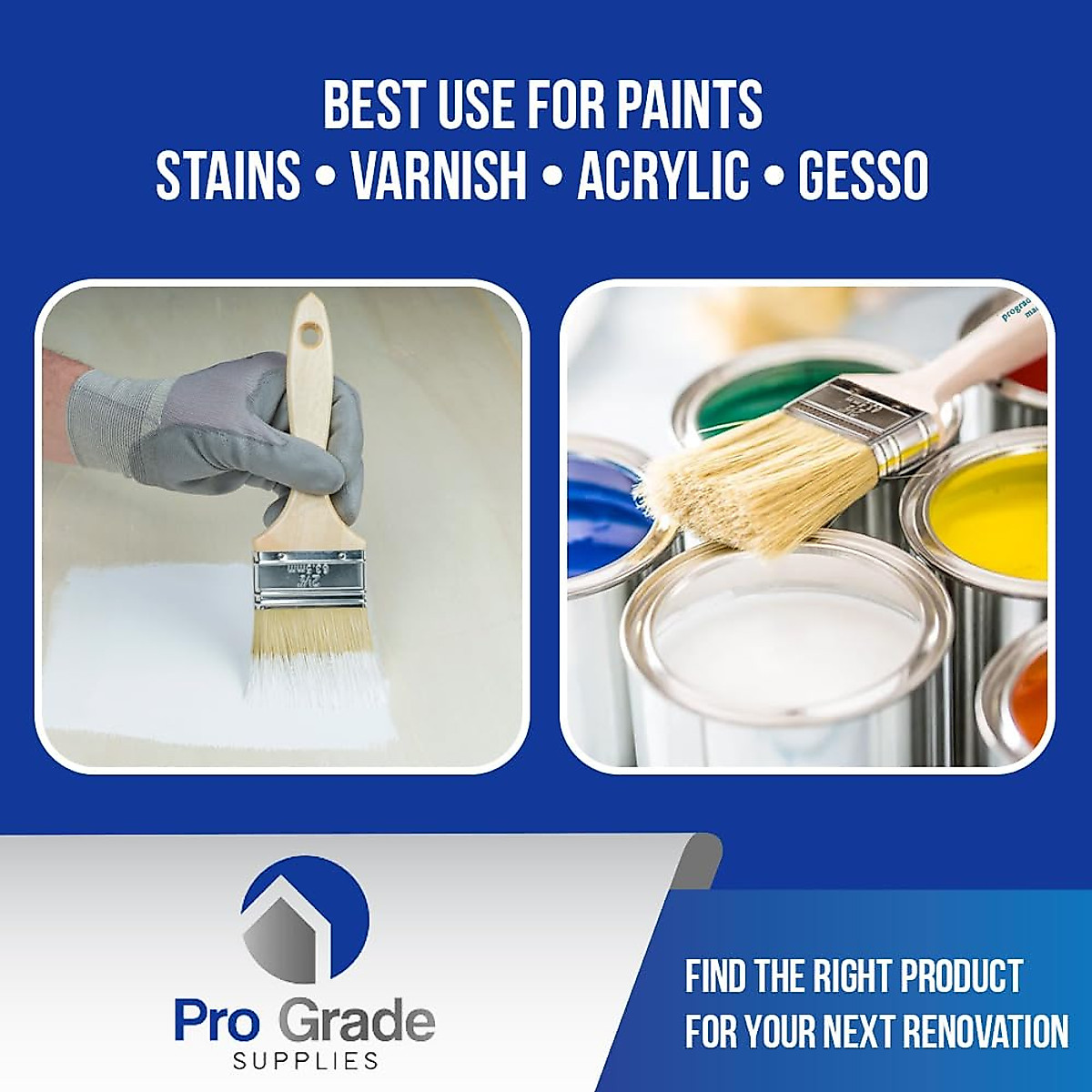 Pro Grade - Chip Paint Brushes - 24 Ea 2.5 Inch Chip Paint Brush Light Brown