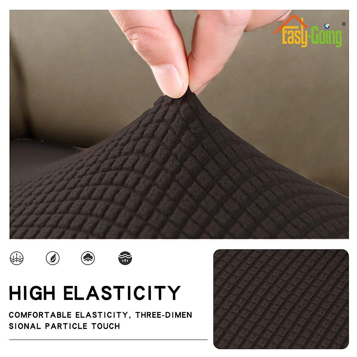 Easy-Going Stretch Chair Cushion Cover Sofa Cushion Furniture Protector Sofa Seat Sofa Slipcover Sofa Cover Soft Flexibility with Elastic Bottom(Chair Cushion, Chocolate)