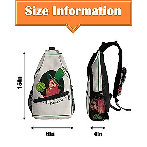 Sling Backpack, St.Patrick's Day Shamrocks Gnome Black Green Border Linen Waterproof Lightweight Small Sling Bag, Travel Chest Bag Crossbody Shoulder Bag Hiking Daypack for Women Men