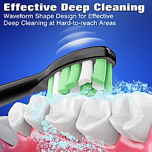 Jiuzhoudeal Toothbrush Replacement Heads for Philips Sonicare DiamondClean ProtectiveClean 4100 5100 6100 C2 G2 Electric Toothbrush Brush Heads Black, 10 Pack