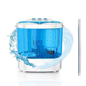 Ceamorfco Portable Washing Machine, Twin Tub 13 Lbs Capacity, Mini Portable Washer Dryer Combo with 5 FT Inlet Hose, Lavadora Portatil for Laundry, Apartment, Dorm, RV, College