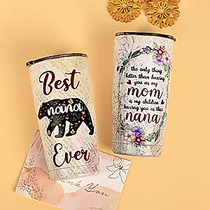 Futtumy Gifts for Grandma - Grandma Christmas Mothers Day Gifts from Grandchildren - Best Nana Ever Travel Tumbler - Best Grandma Mom Nana Gigi Gifts for Birthday - Grandma Bear Insulated Tumbler 20Oz