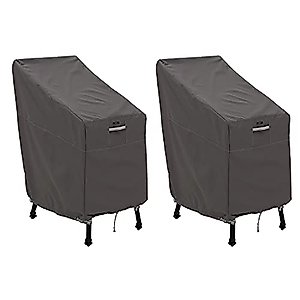 Classic Accessories Ravenna Water-Resistant 26 Inch Patio Bar Chair & Stool Cover, 2 Pack, Outdoor Patio Chair Covers