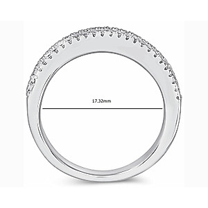 ORO LEONI 925 Sterling Silver Cubic Zirconia Band Ring, Size 7