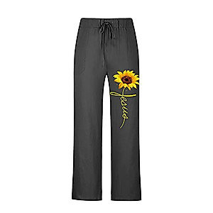 Muscularfit Cargo Pants Men Mens Casual Dress Pants Elastic Waistband Mens Lounge Pants Casual Loose Drawstring Elastic Waist Cotton Linen Trousers Summer Print Solid Straight Legs Dark Gray XL