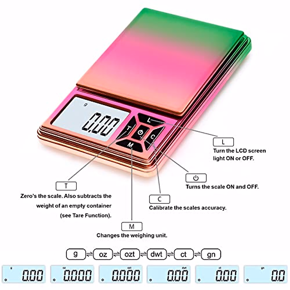 GRAM PRES Digital Pocket Scale 300g/0.01g Accuracy，Small Jewellery Coin Powder Scale Digital Gram and Oz with 50g Cal Weights，Digital Gram Scale