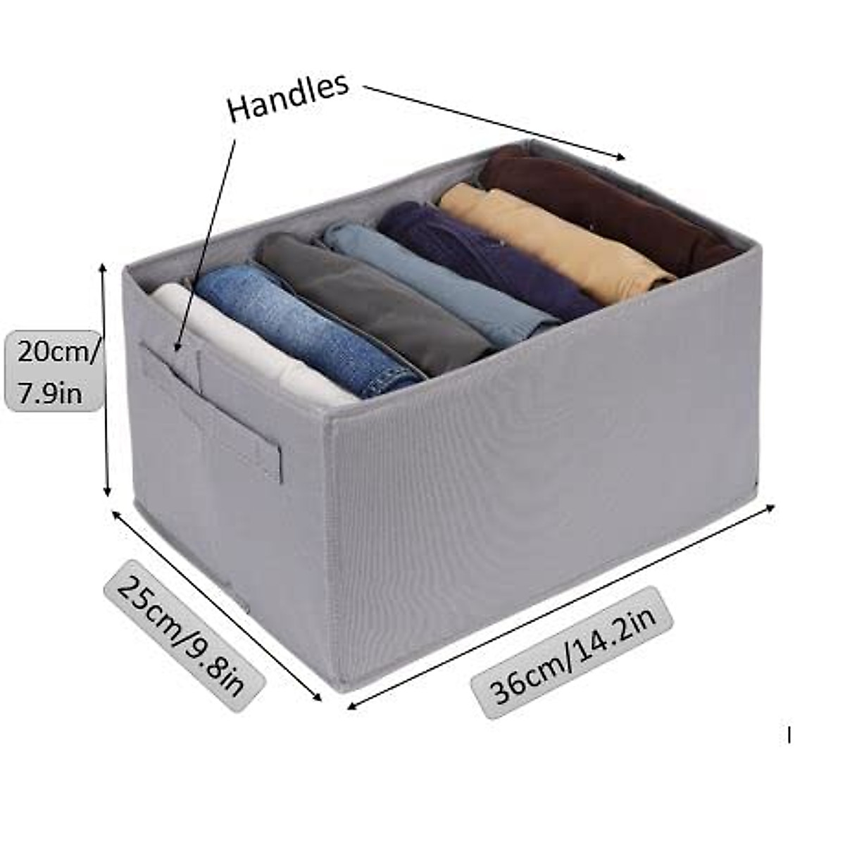 Clothes Organizer for folded clothes, Clothes Drawer Organizer with handles, Closet Organizer and Storage, Foldable Fabric Drawer Organizer Dividers for Clothing, Jeans, Shirts