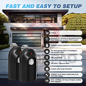 2 X GIT-1 ACSCTG Type1 ACSCTO Type 1 Intellicode Genie&Overhead Door Garage Door Opener Remote Replacement, 390MHZ (2Pack) 3-Year-Warranty