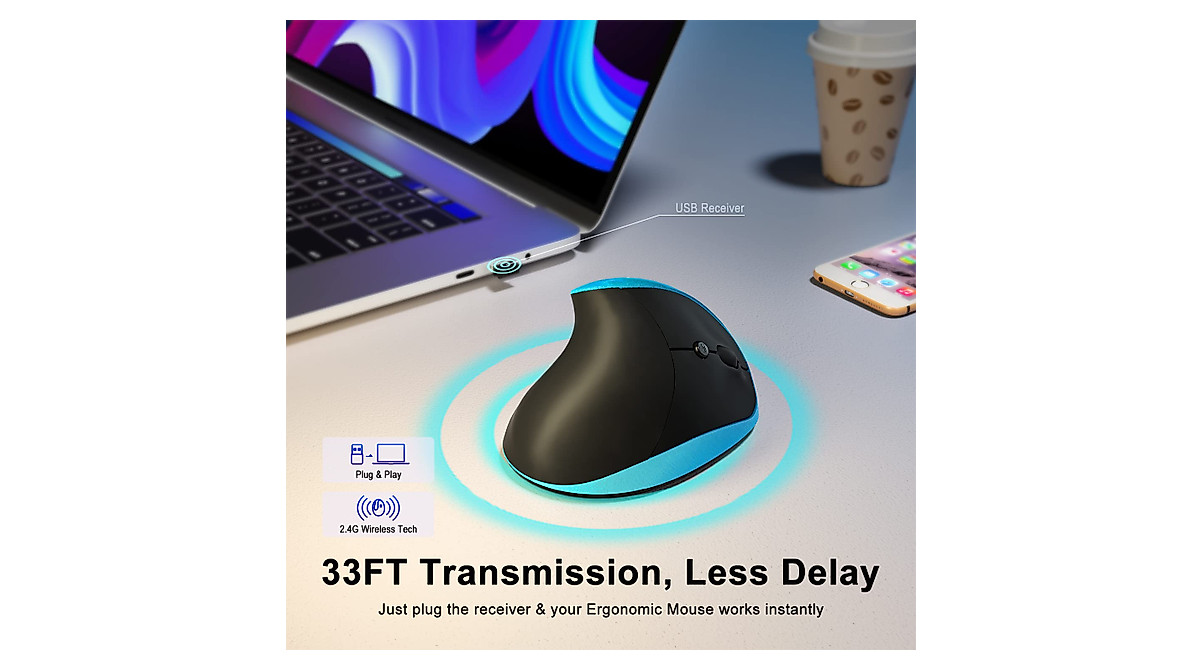 Vassink Ergonomic Wireless Mouse - Comfortable Compact Design
