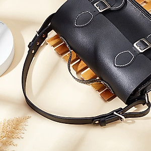 WADORN Leather Purse Strap Replacement, 17.9 Inch Adjustable Handbag Handles Strap Cowhide Leather Bag Handles DIY Bag Purse Making Accessories for Satchel Tote Crossbody Bag, Black