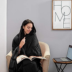 SUPERIOR Quilted Weighted Blanket - Cotton 12 LB 48x72inch Queen Blanket, Black