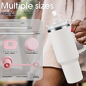 Neepanda 3set Silicone Spill Proof Stopper, Fit for Stanley Tumbler 1.0 and 2.0 version 30oz|40oz, with 2 Straw Cover,2 Round Leak Stoppers,2 Square Spill Stoppers, Stanley Cup Accessories(Pink)