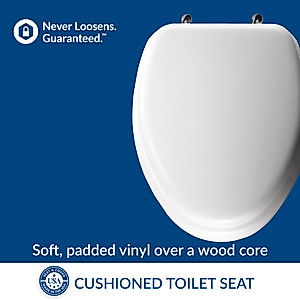 Mayfair 1815CP 000 Soft Toilet Seat with Premium Chrome Hinges that will Never Loosen, ELONGATED, White