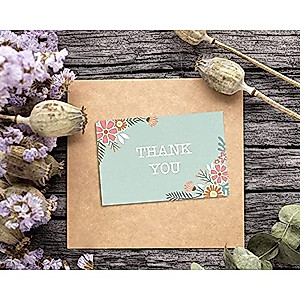 96-Count Thank You Cards with Envelopes, Bulk Box Set Blank Thank You Greeting Notes for Baby and Bridal Shower Graduation Birthday Wedding Party, 12 All Occasion Assorted Floral Designs, 4 x 6 inches